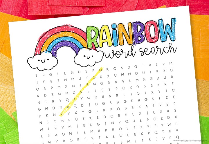 Free Printable Rainbow Word Search | artsy-fartsy mama