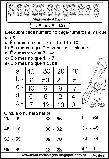 ATIVIDADES DE MATEMÁTICA - ENSINO FUNDAMENTAL 1 - Mistura de Alegria