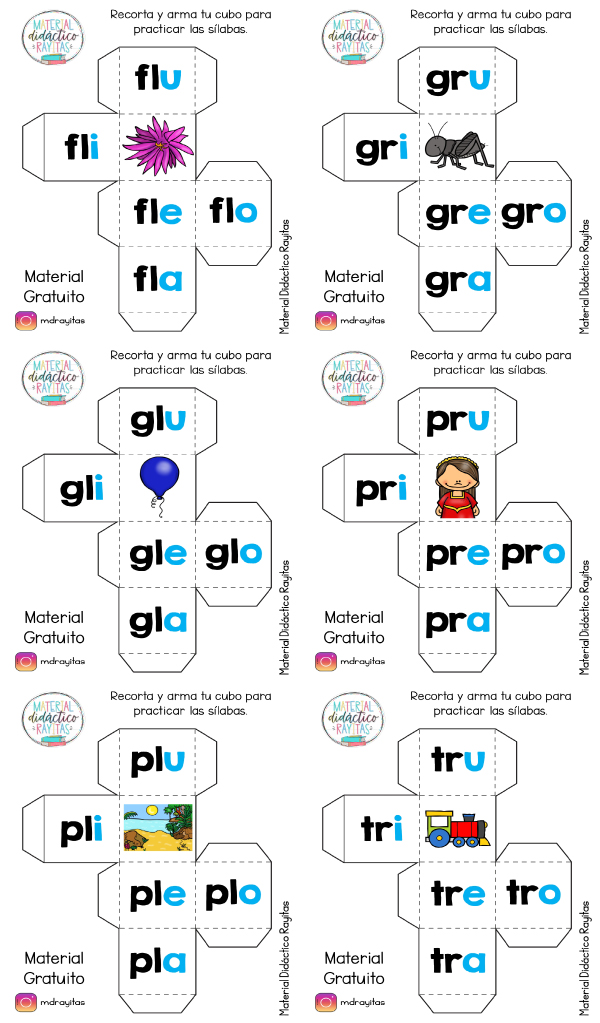 Cubos para Dados Silábicos | Materiales Educativos para Maestras