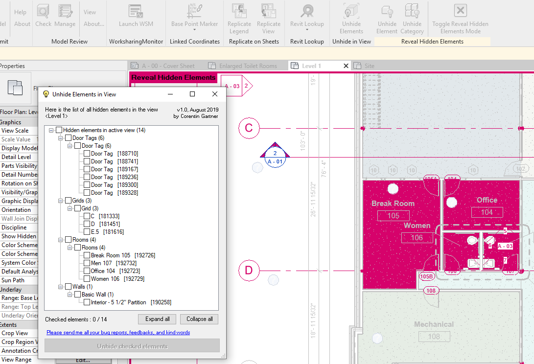 Revit Add-Ons: Free Unhide Elements in View