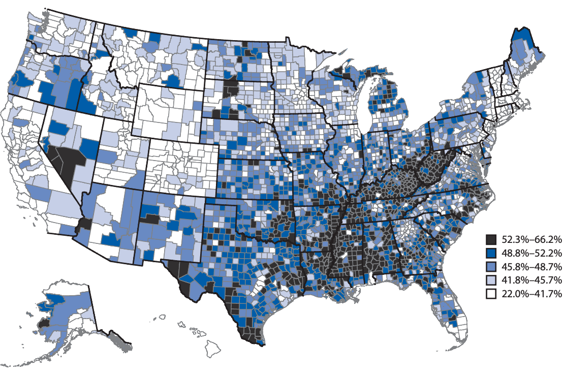The Rural Blog: Map shows which states have adults at higher risk of ...