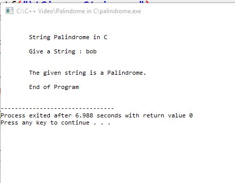 Free Programming Source Codes and Computer Programming Tutorials: String Palindrome in C