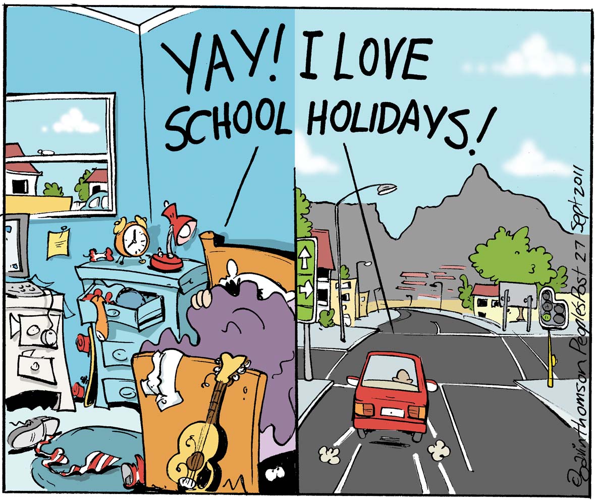 people's post cartoons: love school holidays