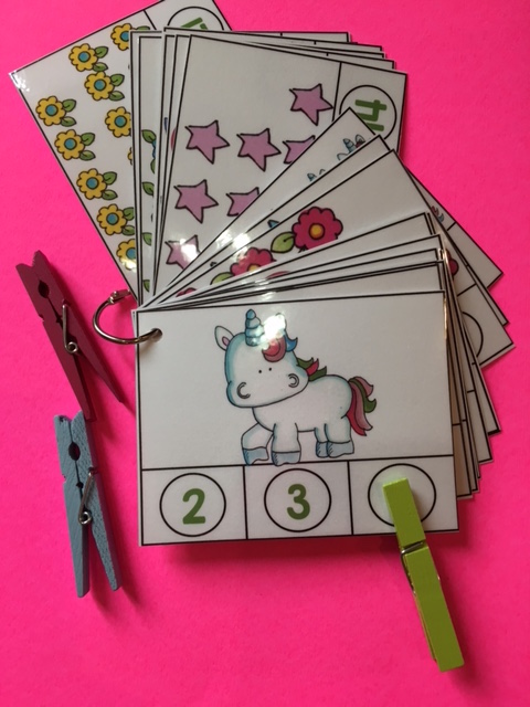 Unicorn Clip Cards 1-20 ~ Preschool Printables