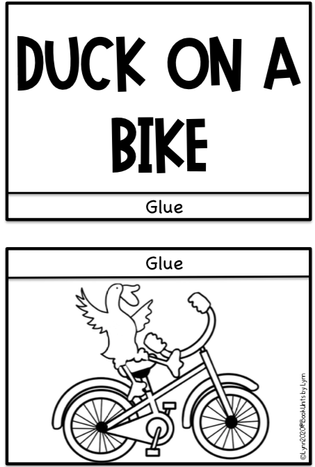 DUCK ON A BIKE BOOK SEQUENCING CRAFT ~ Book Units by Lynn