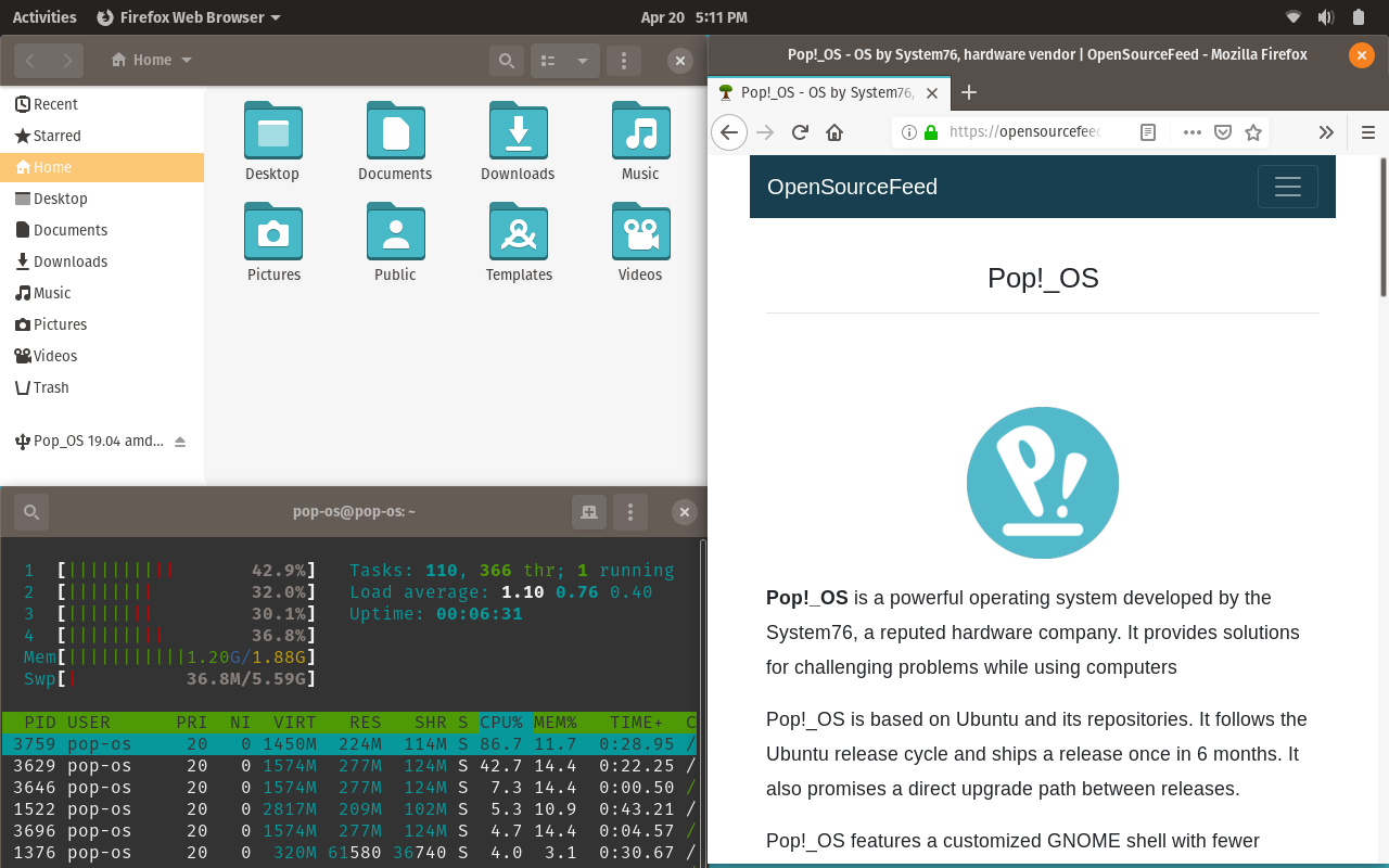 Pop!_OS 19.04 screenshots