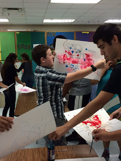 My High School Art Room: Blind Contour Watercolor Abstract Paintings