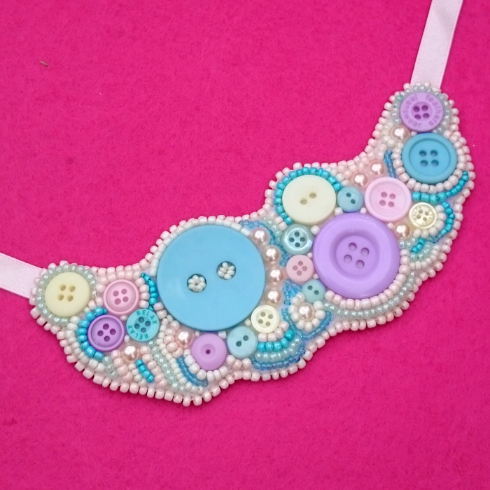 Button and Bead Embroidered Statement Necklace Tutorial / The Beading Gem