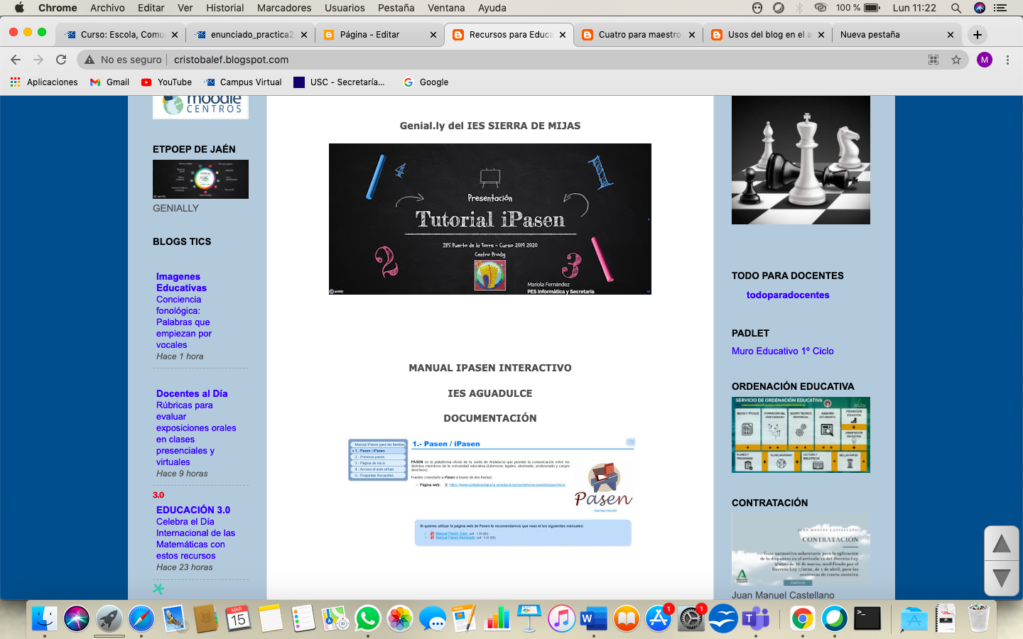 Cuatro para maestros: Estructura de un Edublog
