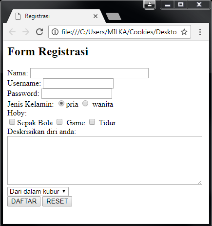 Membuat Form Registrasi Dengan HTML Form