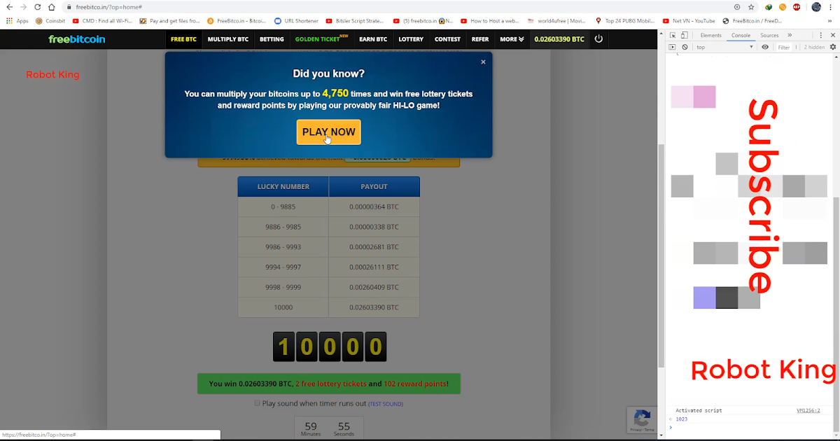Robot King: 10000 Roll Freebitco.in Real Script Update Version 2020
