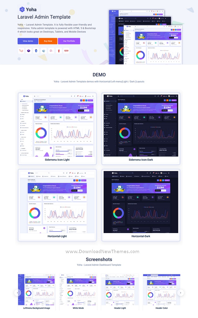 Yoha Multipurpose Laravel Dashboard Template - Download New Themes