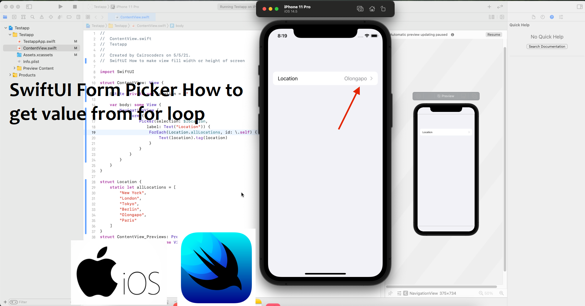 SwiftUI Form Picker How To Get Value From For Loop Tutorial101 SwiftUI Form Picker How To Get Value From For Loop Tutorial101