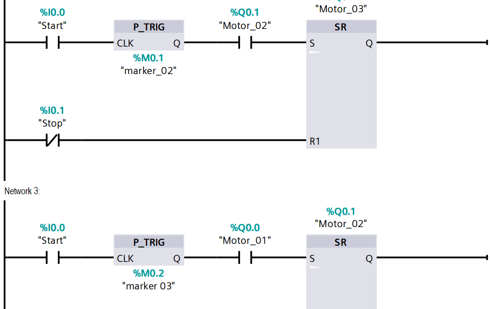 Run 4 Motors Sequentially from Same Push button PLC Program