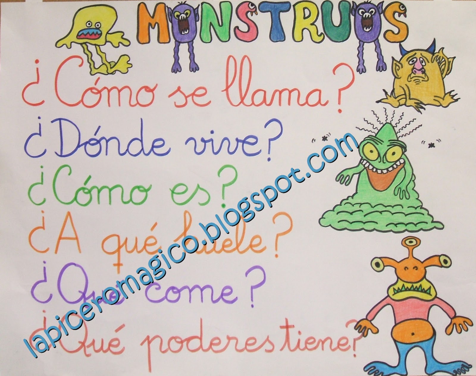 LAPICERO MÁGICO: Descripción de monstruos