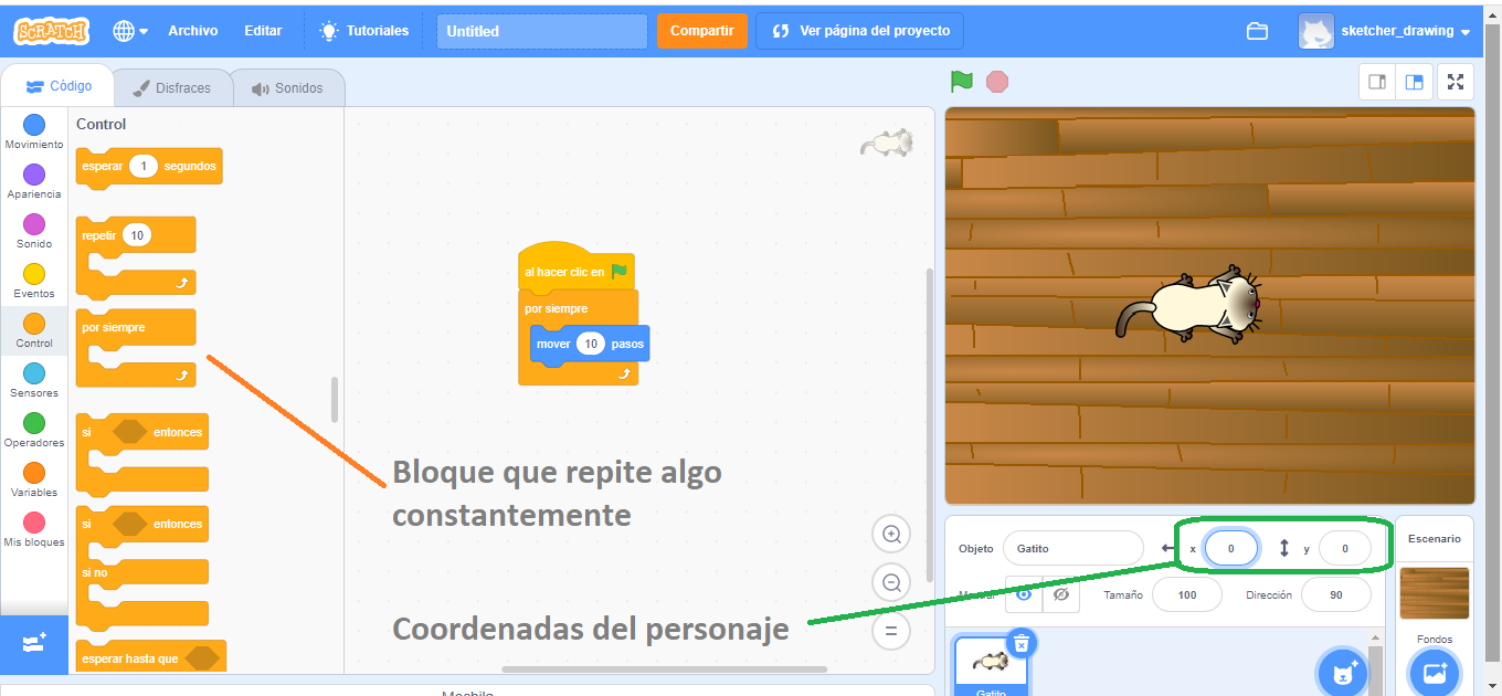 SKETCHER: Scratch: El gato y el ratón. Parte 1