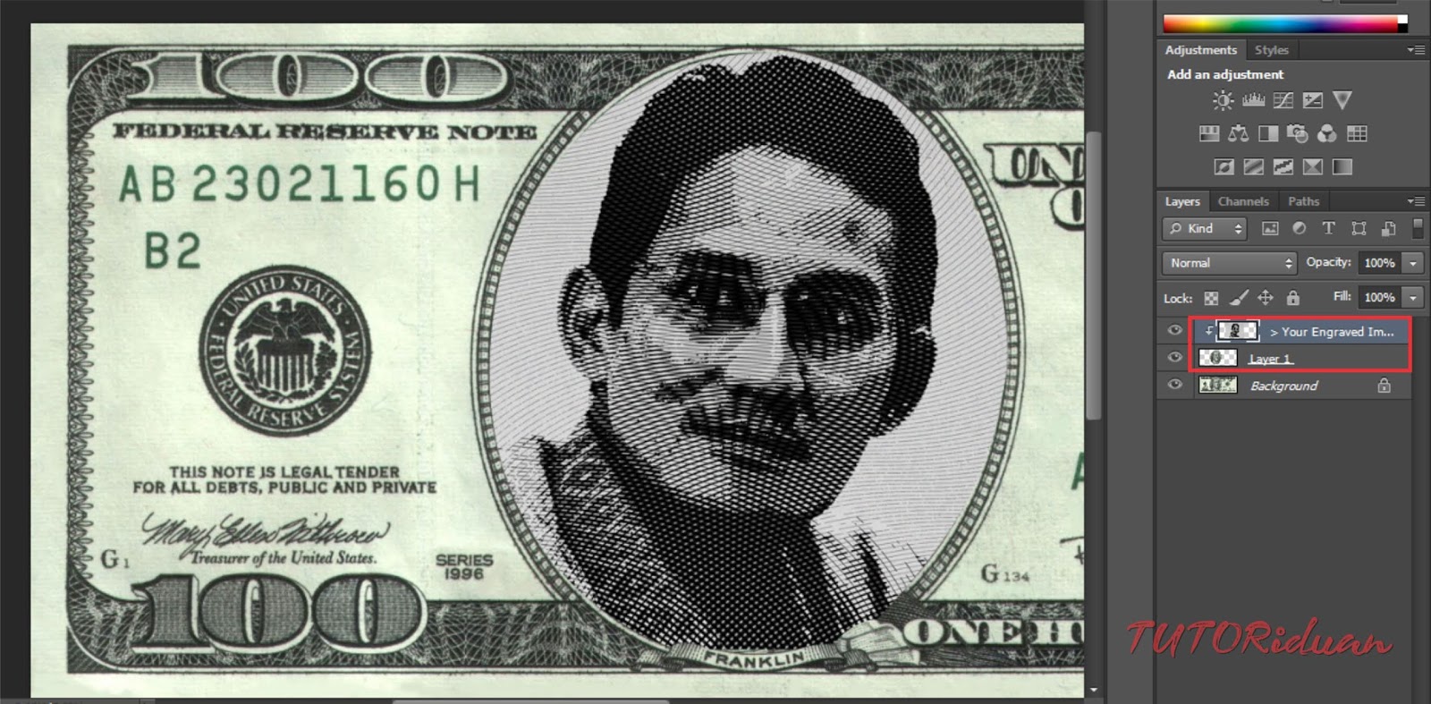 Engraving Line Effect (Money Line Effect) dengan Photoshop - TUTORiduan.com