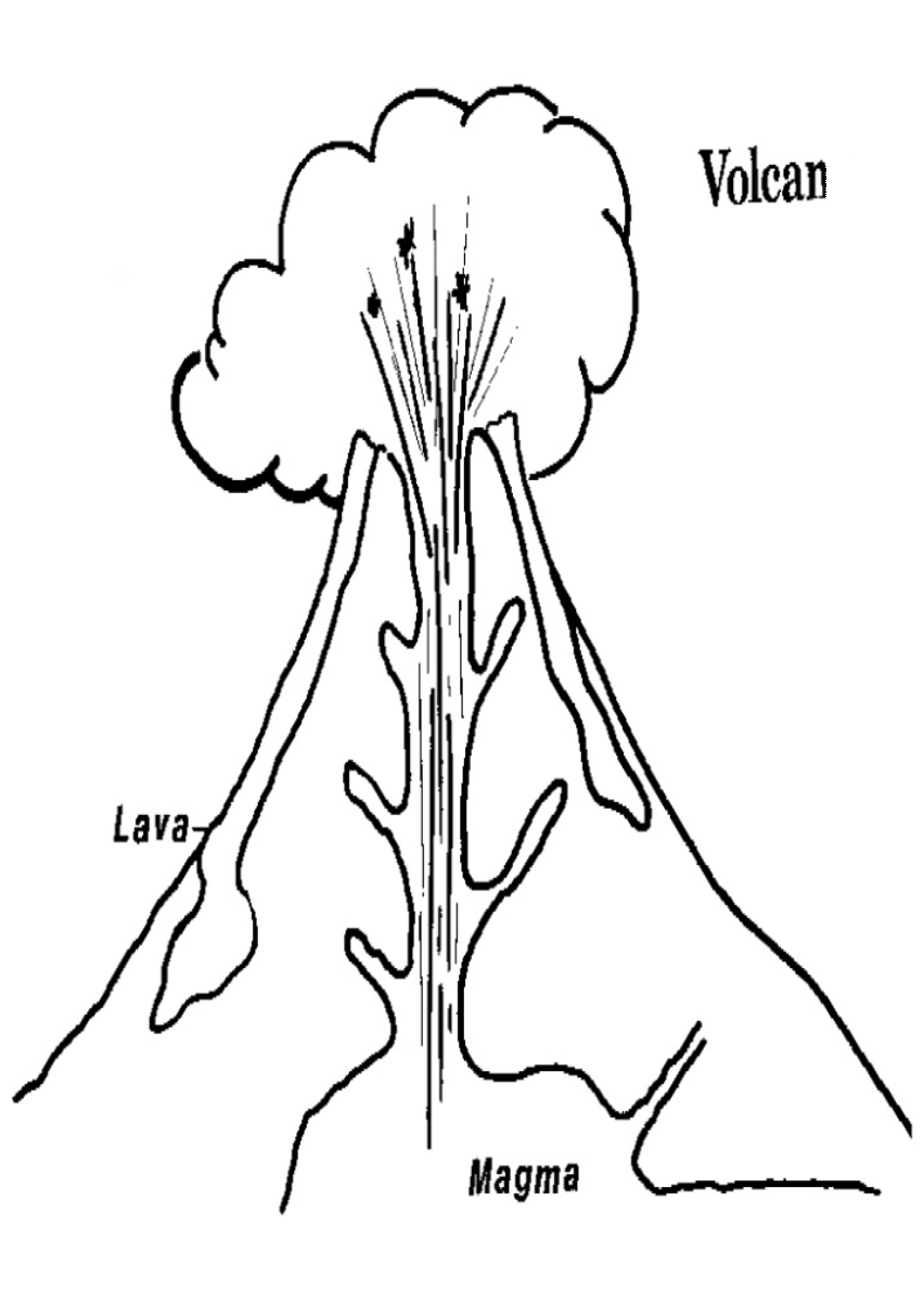 Volcán dibujos para colorear - Jugar y Colorear