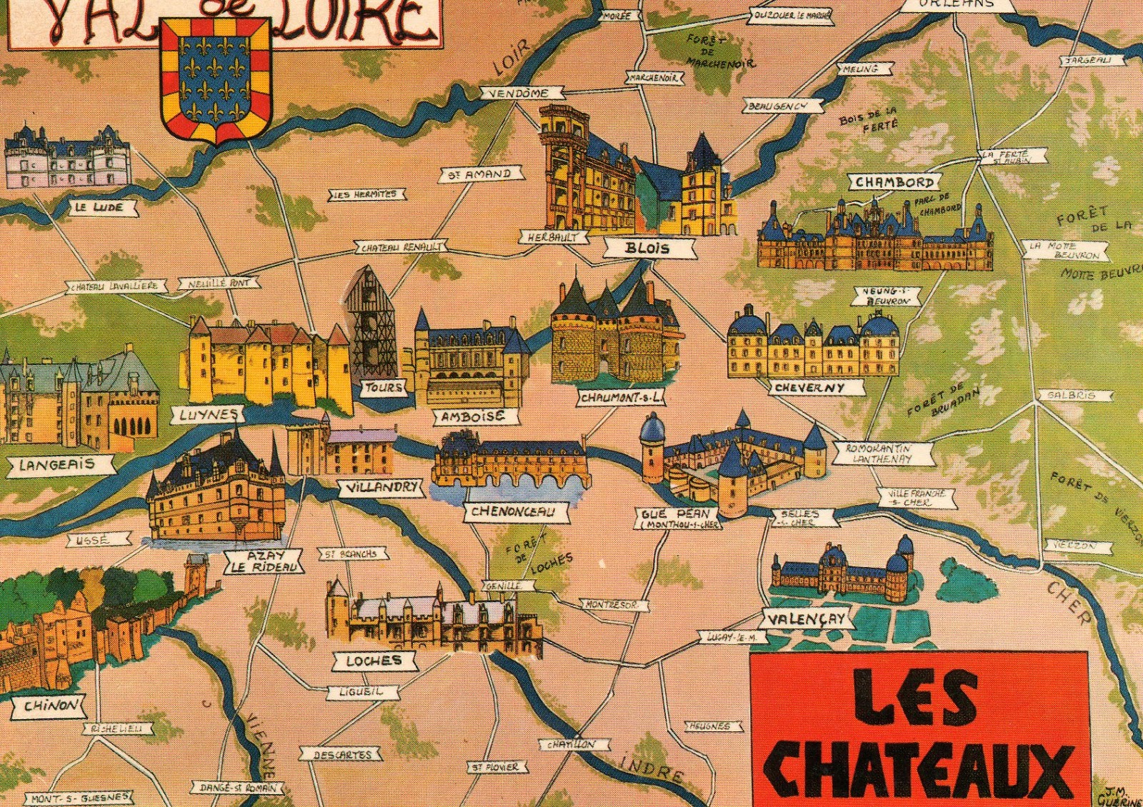 pocztówkowe mapy: Zamki nad Loarą