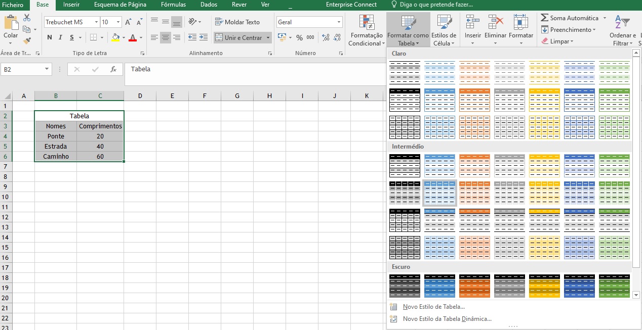 Excel - Criar Tabelas