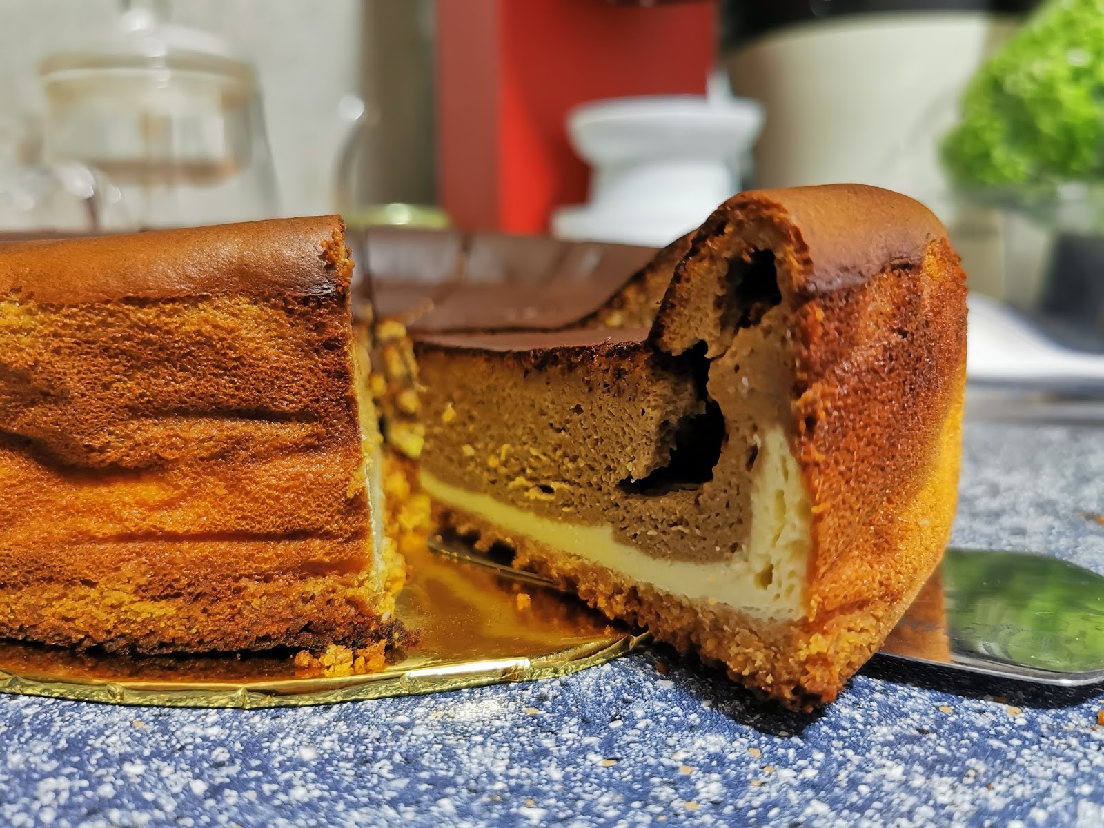 Different kind of basque coffee burnt cheesecake