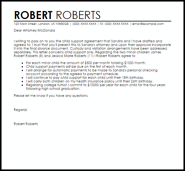 Child Maintenance Agreement Letter Template ~ Resume Letter