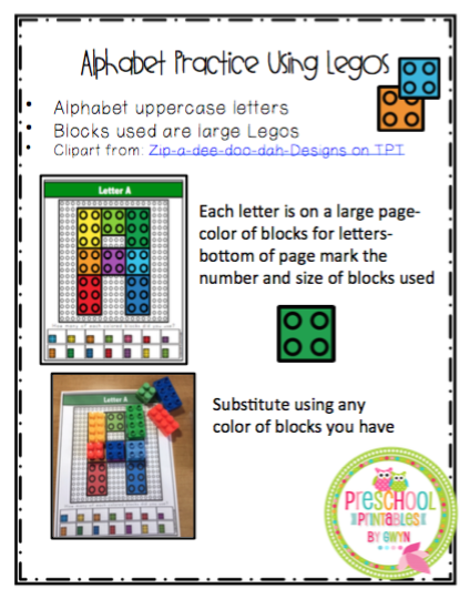 Alphabet Practice Using Legos ~ Preschool Printables