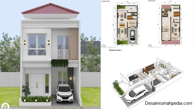 Desain Rumah Minimalis 6x12 M Tampak Depan 2 Lantai dengan 3 Kamar Tidur yang Fungsional ...