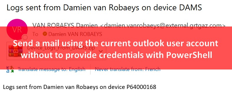 Send A Mail Using The Current Outlook User Account Without To Provide Credentials With