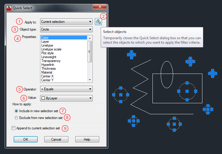 CÁC CÁCH CHỌN ĐỐI TƯỢNG TRONG AUTOCAD - Quy cách kích thước