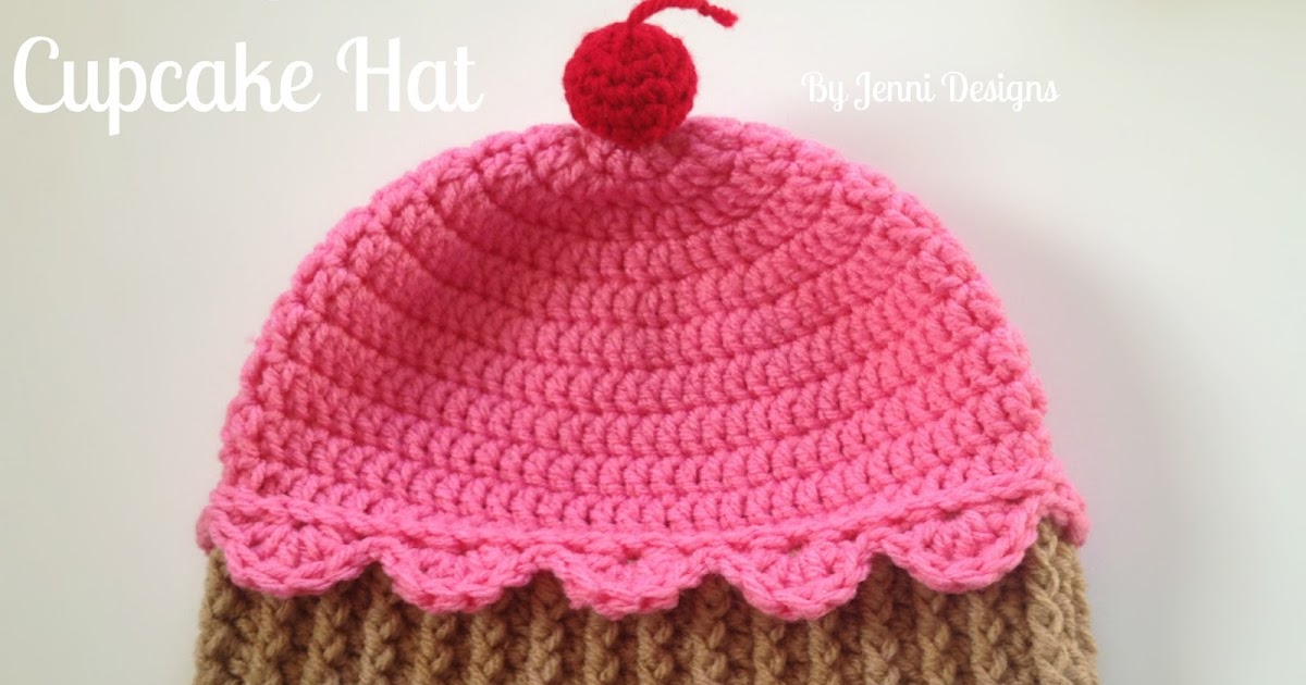 By Jenni Designs: Free Crochet Pattern: Youth Size Crochet Cupcake Hat