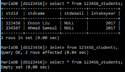 Database Laboratory: Delete Data from Table