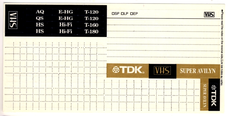 Tdk Vhs Label