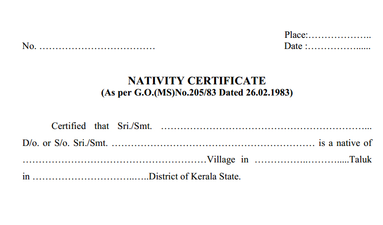NATIVITY CERTIFICATE FORMAT DOWNLOAD FOR KERALA PSC