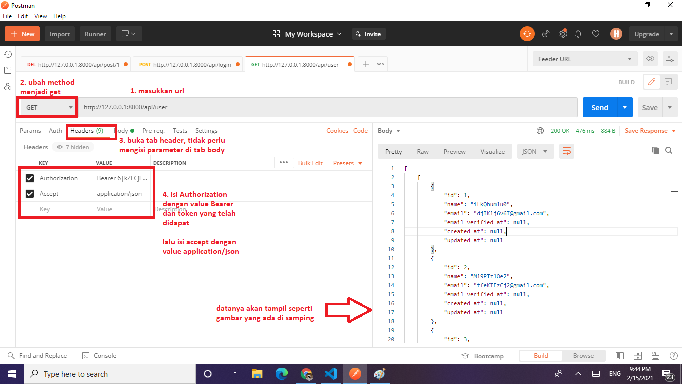 Restful Api Laravel dan Sanctum #3: Menampilkan Data dari Database ...
