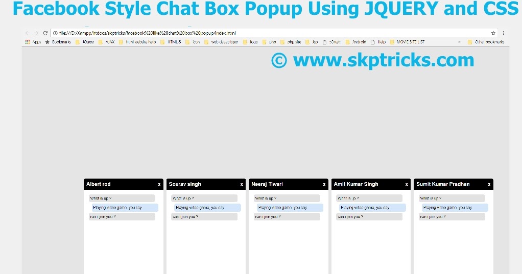Facebook Style Chat Box Popup Layout Design Using Jquery