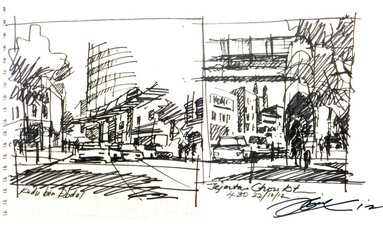 antara berus dan papan kekunci.....: Architectural Fast Sketch ,KL Street