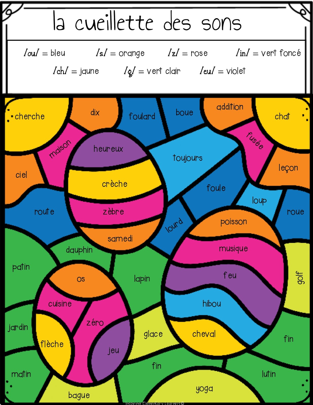 Ressources en français: Coloriage magique / les sons -PÂQUES GRATUIT