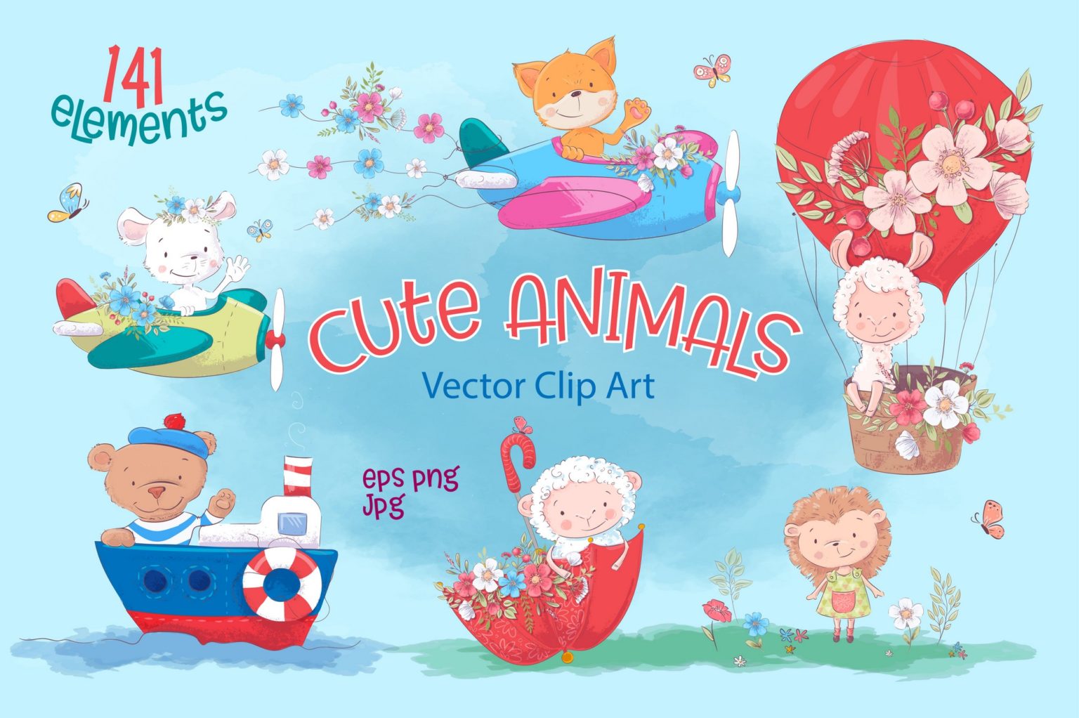 Cute animals – vector clip art