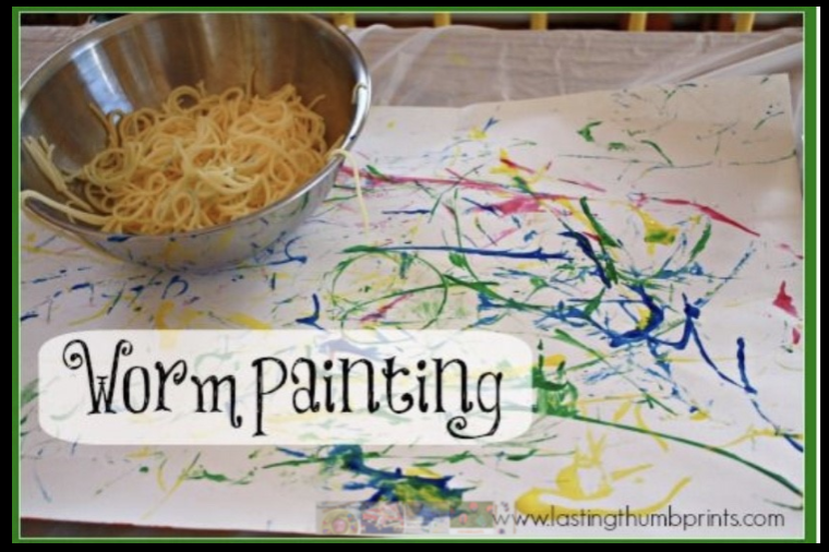 Nursery: Superworm Spaghetti Painting