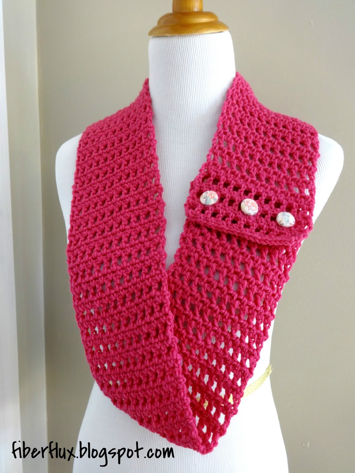 Free Crochet Pattern...Honolulu Button Scarflette! | Fiber Flux ...