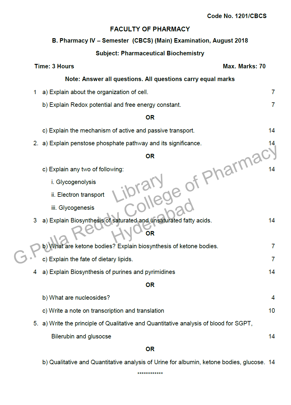 Osmania University B. Pharmacy IV-Semester (CBCS) (Main) Subject ...
