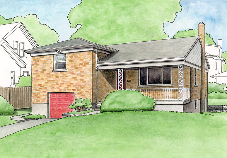Nessy Designs: Mid Century Modern House Sketch