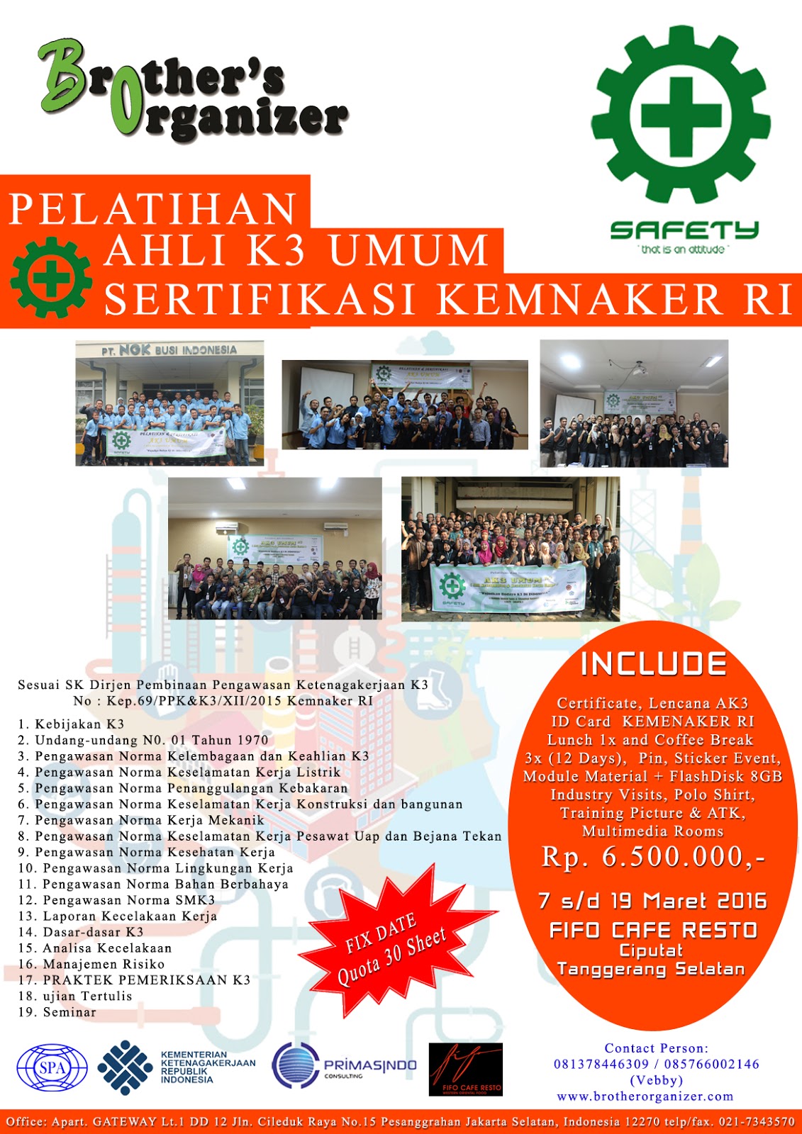 PUSAT INFO K3: Safety Training AK3 Umum (JAKARTA) 2016