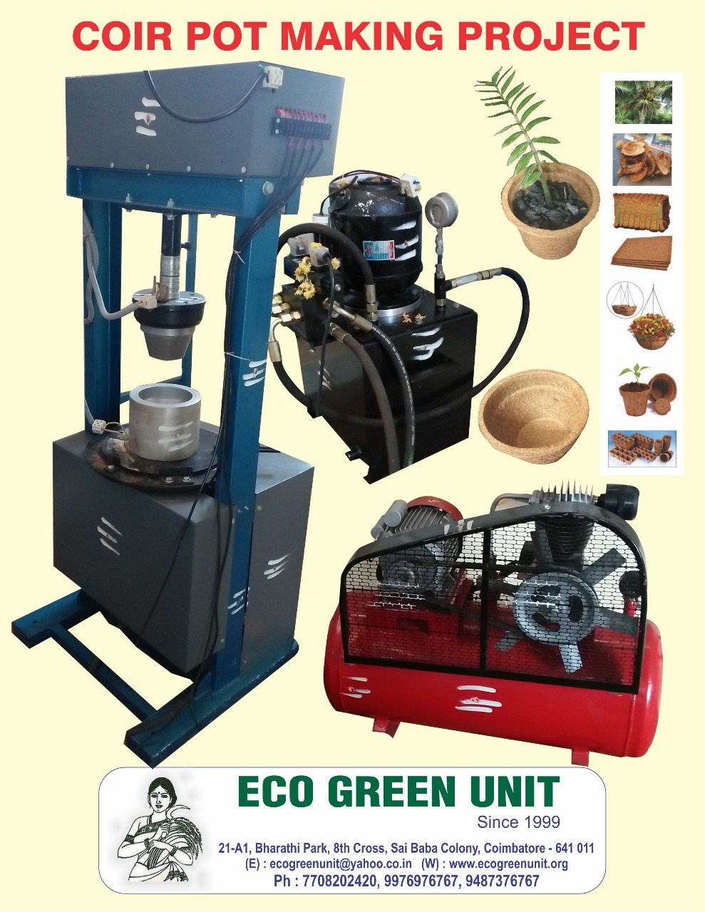 Eco Green Unit: coir pot making machinery
