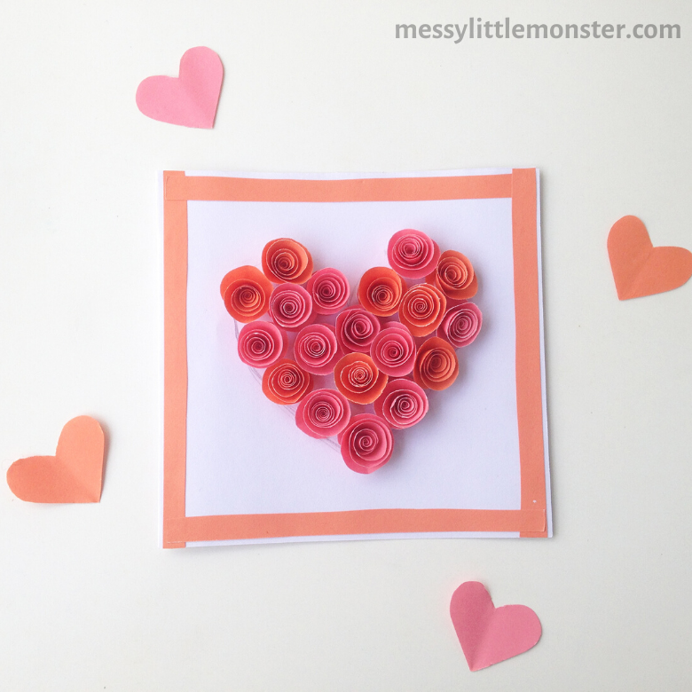 Rose Heart Card Craft - Messy Little Monster