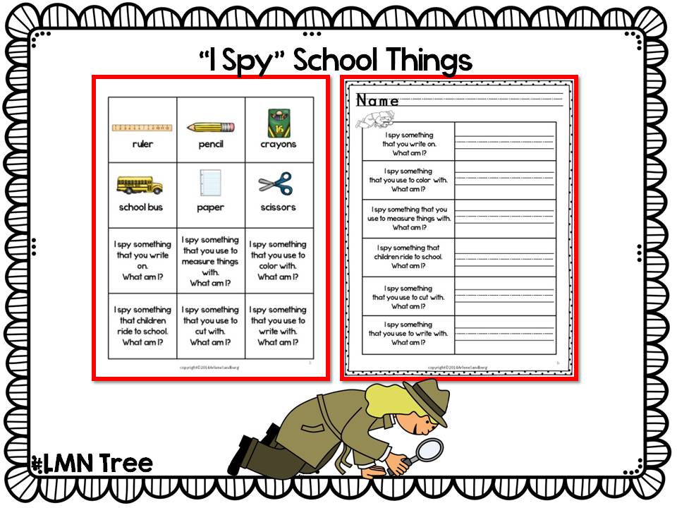 Back to School "I Spy" Literacy Activity - Classroom Freebies