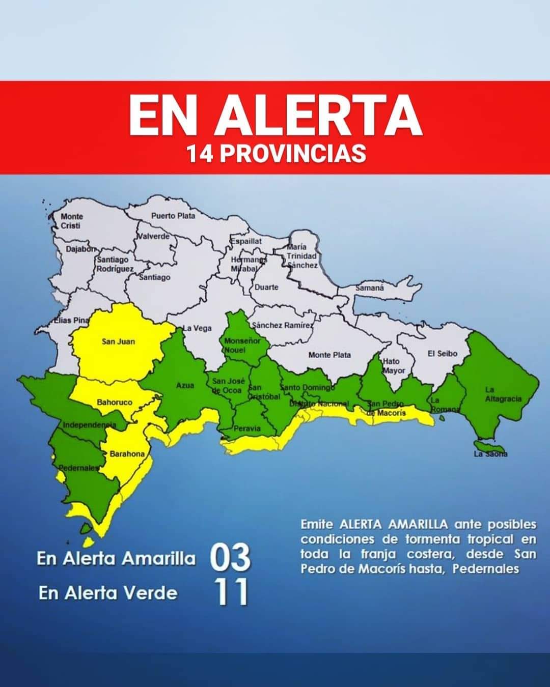 LAS NOTICIAS REALES...: COE EMITE ALERTA PARA 14 PROVINCIAS ... NOTICIA GRACIAS A CENTRO PEDALES ...