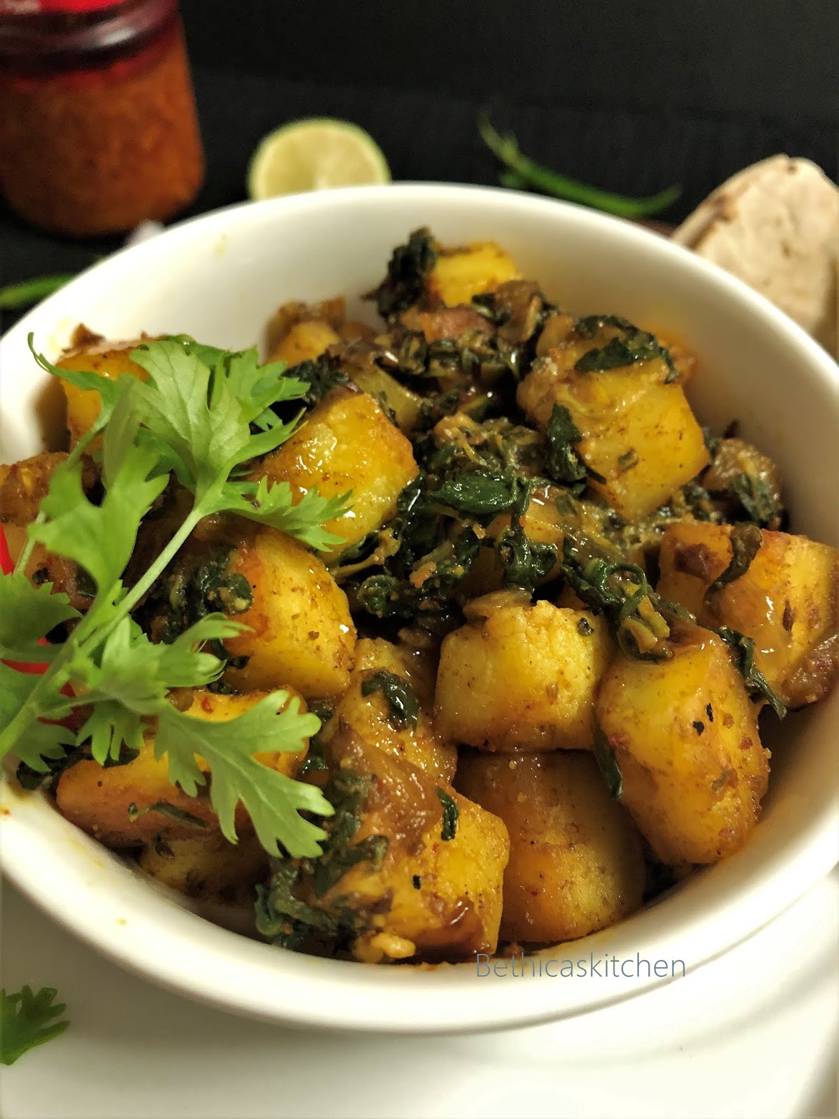 Bethica's Kitchen Flavours: Paneer Kulfa Saag (Purslane) Stir Fry