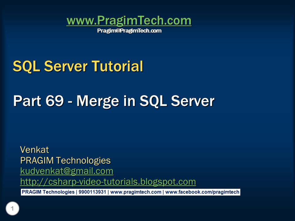 Sql Server And C Video Tutorial Part 69 Merge In SQL Server